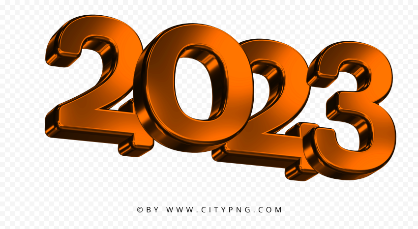 Orange 2023 3D Text Logo New Year PNG | Citypng