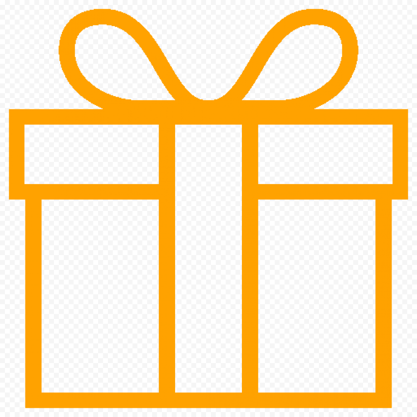 Orange Line Outline Gift Box Icon PNG Image | Citypng