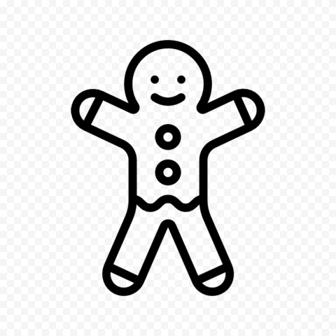 Outline Black Gingerbread Man Icon PNG | Citypng