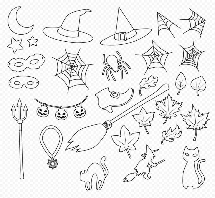 Outline Line Art Black Halloween Elements Icons | Citypng
