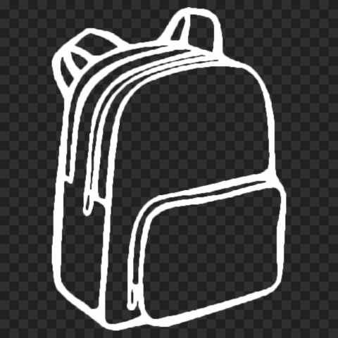 Outline White Backpack Bag PNG | Citypng
