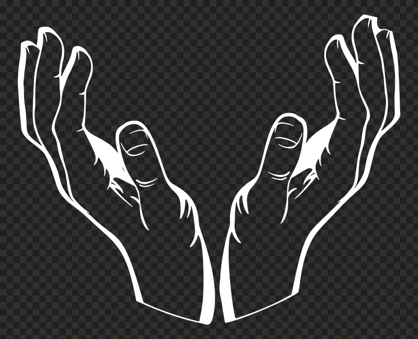 Outline White Open Hands Receiving PNG Image | Citypng
