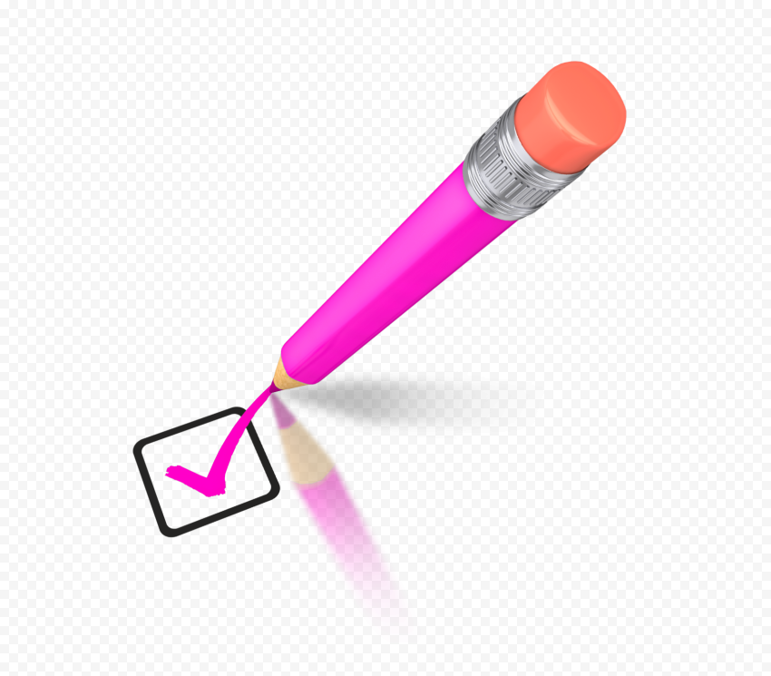Pencil Drawing A Pink Tick Check Mark Icon FREE PNG | Citypng