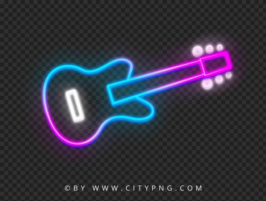 Pink & Blue Luminous Neon Light Guitar PNG | Citypng