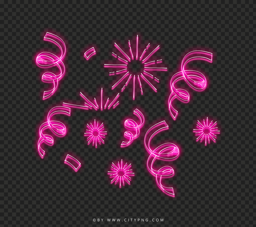 Pink Neon Glowing Doodle Confetti HD PNG | Citypng