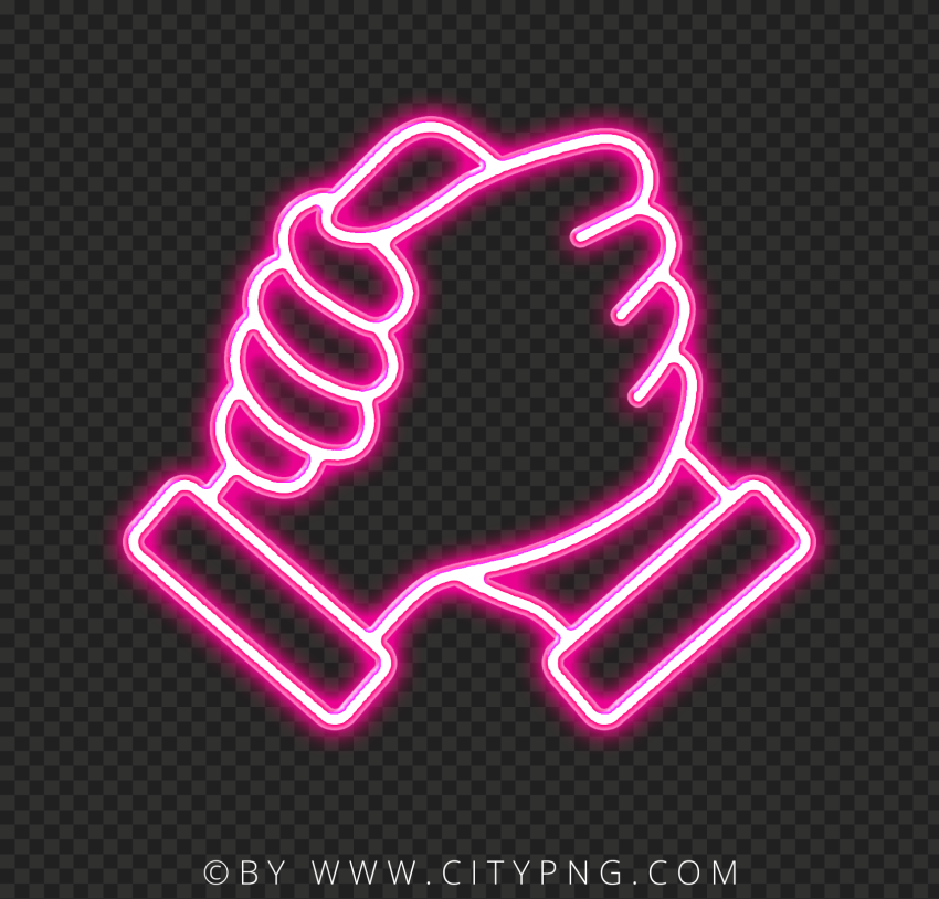 Pink Neon Soul Brother Handshake Transparent PNG | Citypng