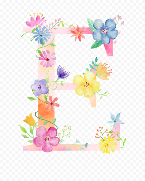 Pink Watercolor Floral E Letter PNG | Citypng