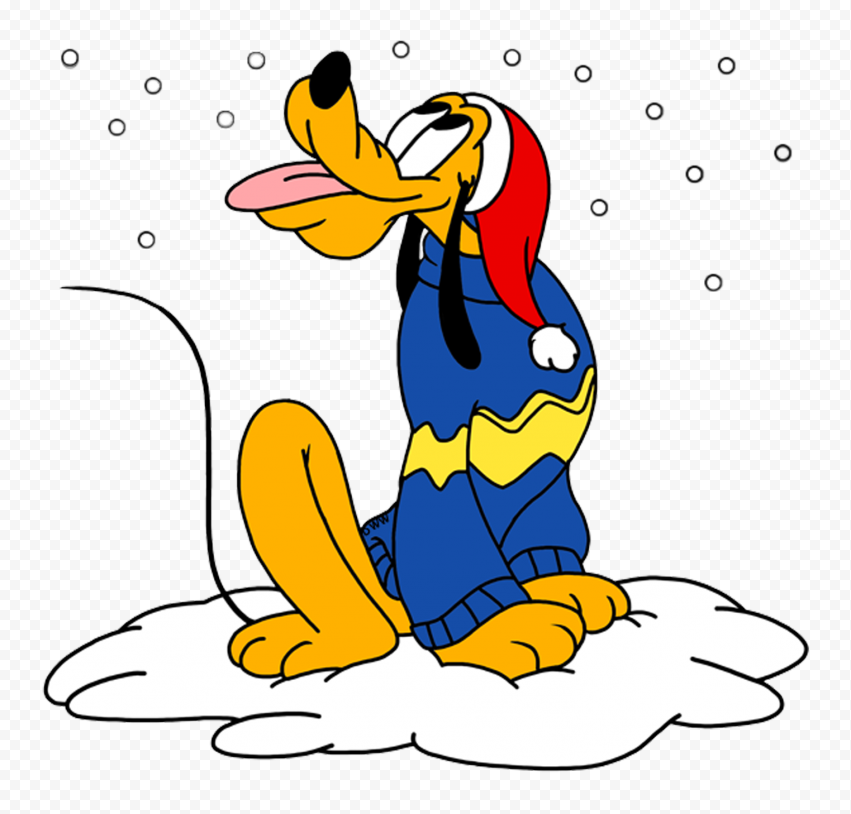 Pluto Wearing Santa Hat Snowy Scene PNG | Citypng