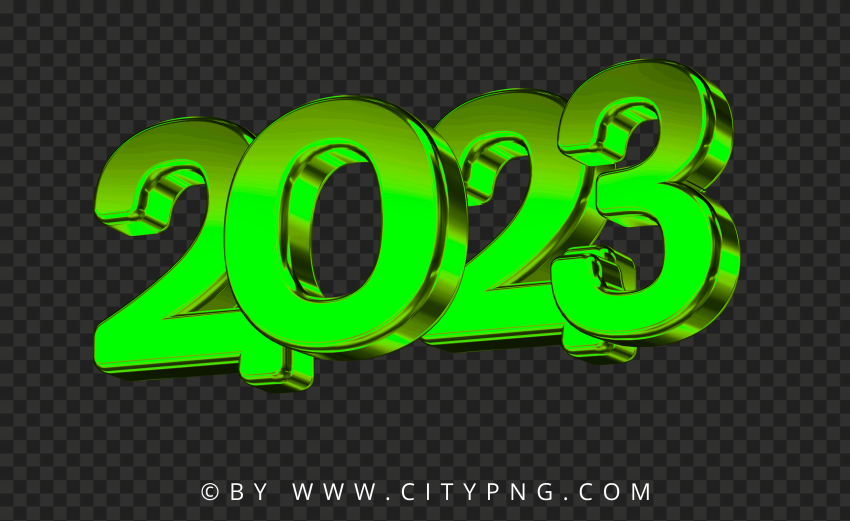 PNG 2023 Green Metallic 3D Text Logo | Citypng
