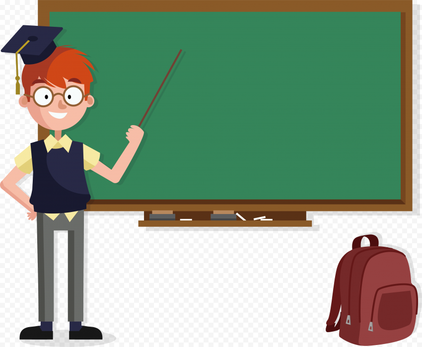 PNG Cartoon Teacher And Chalkboard | Citypng