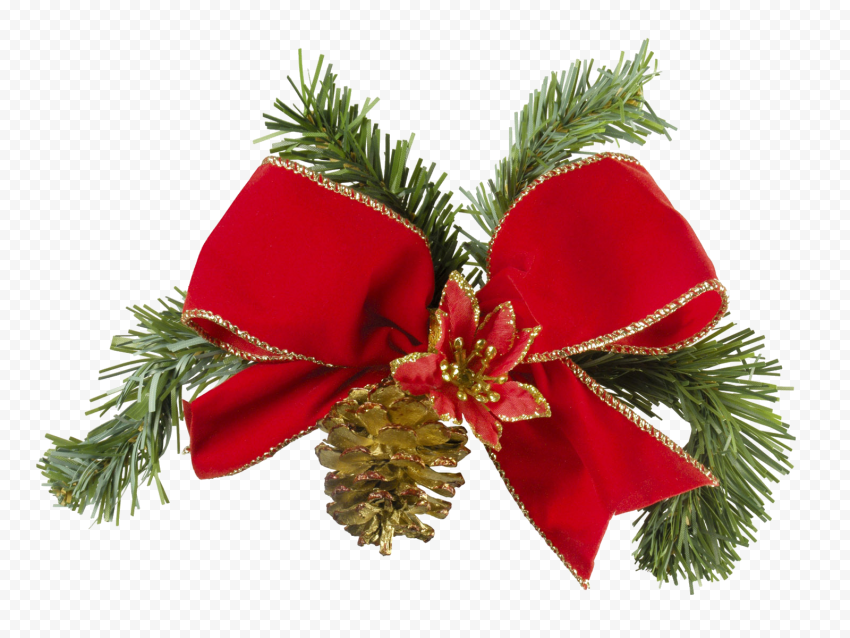 PNG Christmas Pine Ribbon Bow Decor | Citypng