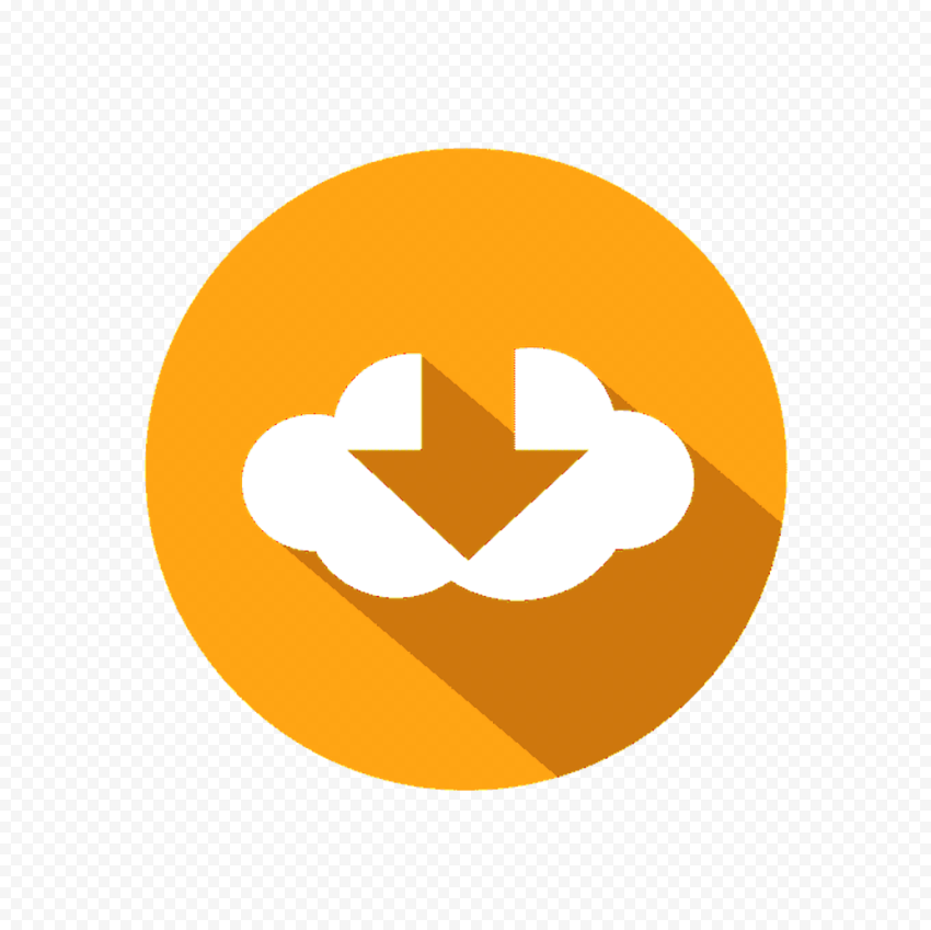 PNG Flat Cloud Circle Download Orange Icon Button | Citypng