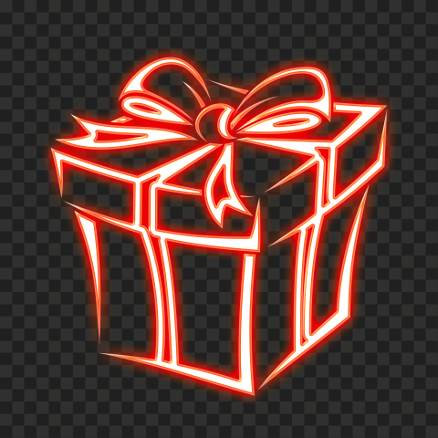 PNG Red Glowing Neon Gift Box | Citypng