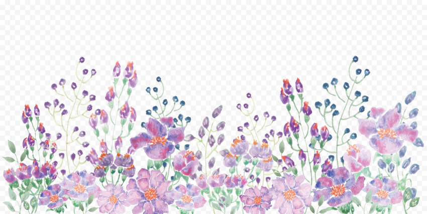 Pink And Purple Watercolor Flowers HD PNG | Citypng