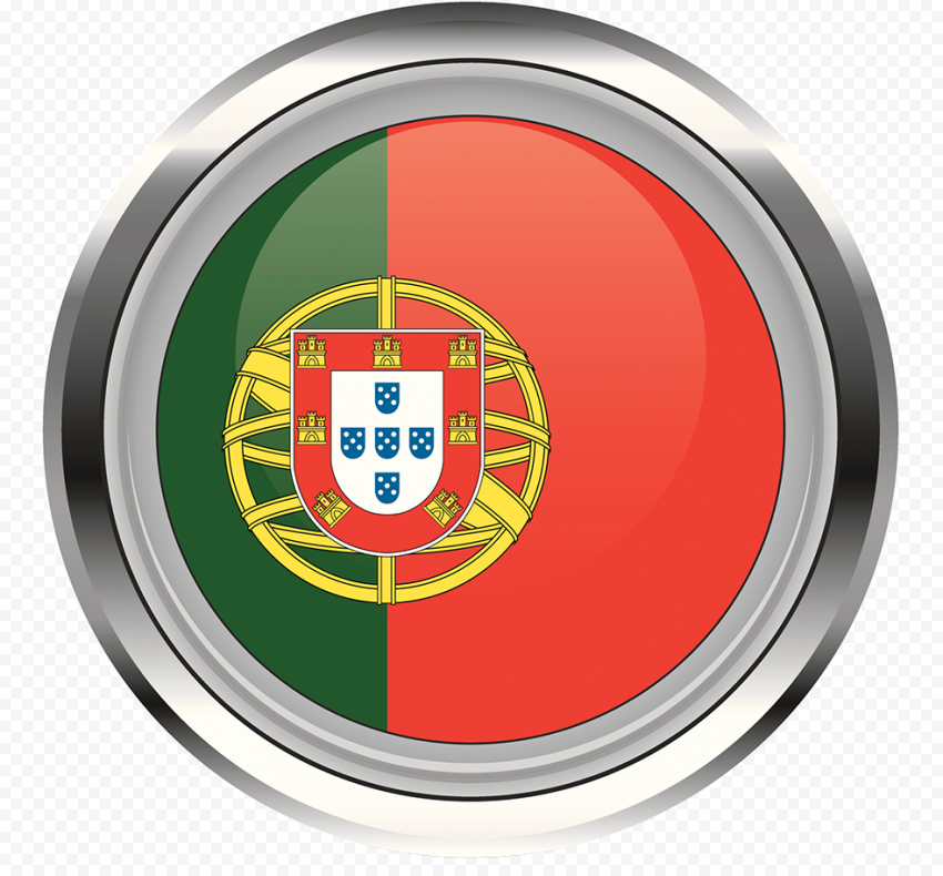 Portuguese Round Metal Framed Flag Icon PNG | Citypng