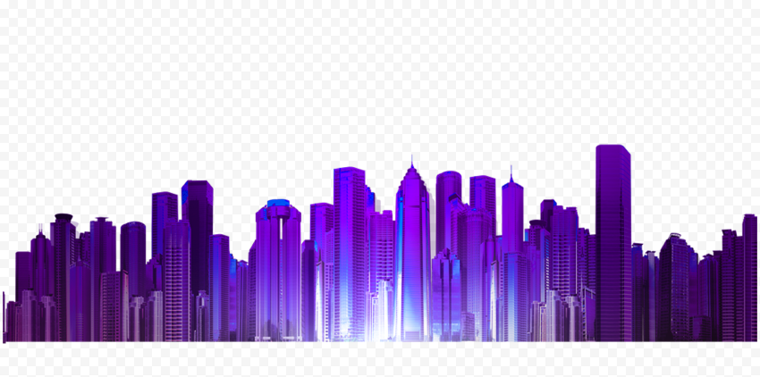 Purple Cityscape Building City Silhouette FREE PNG | Citypng
