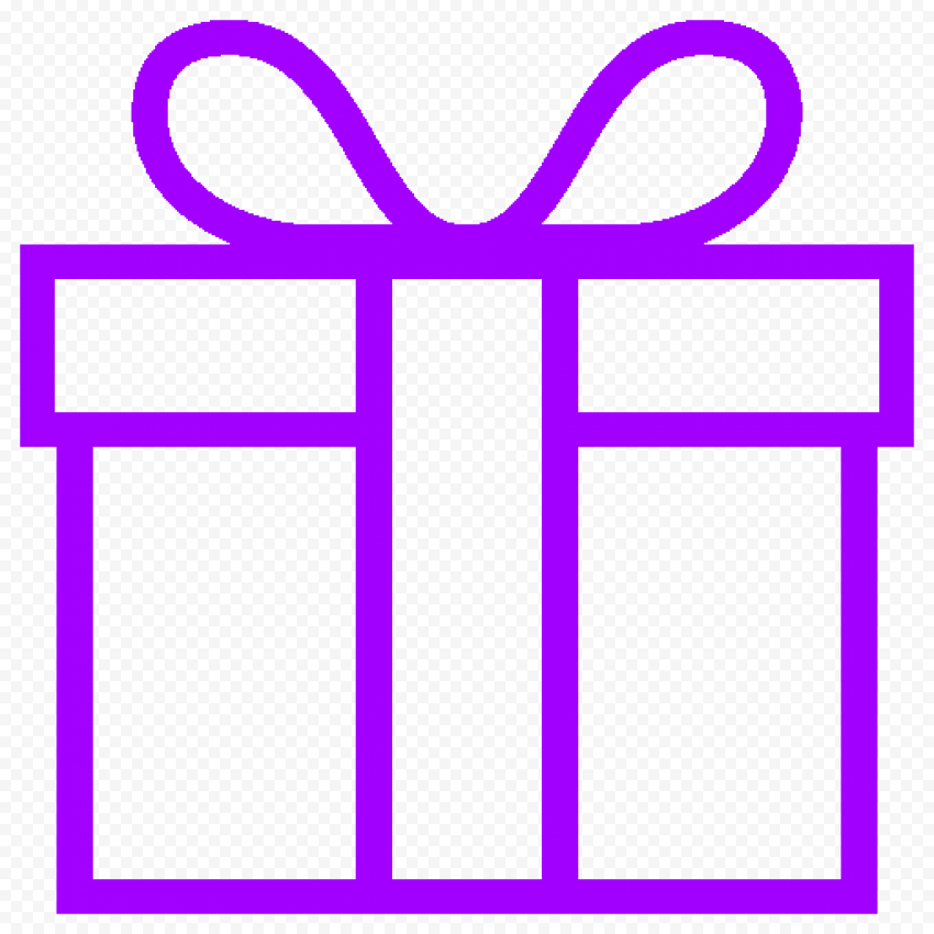 Purple Line Outline Gift Box Icon FREE PNG | Citypng