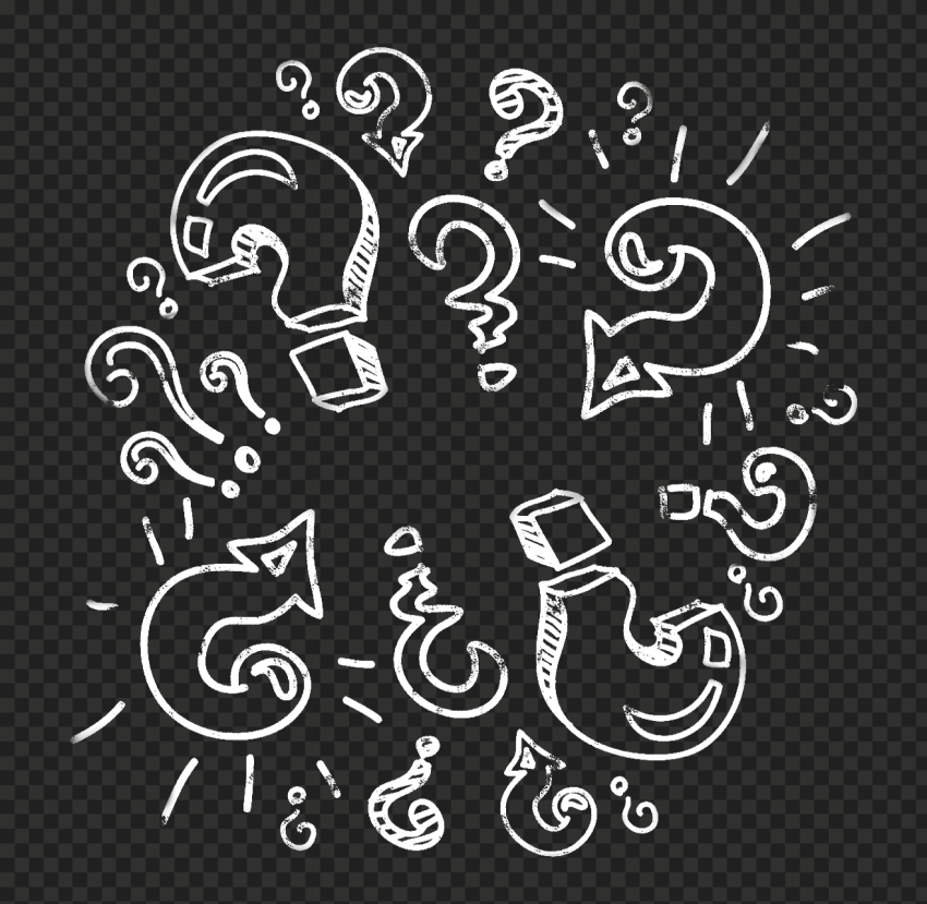 Question Marks White Sketch Drawing Pattern Doddle PNG | Citypng