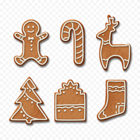 Realistic Gingerbread Cookies Biscuits Multi Shapes PNG | Citypng