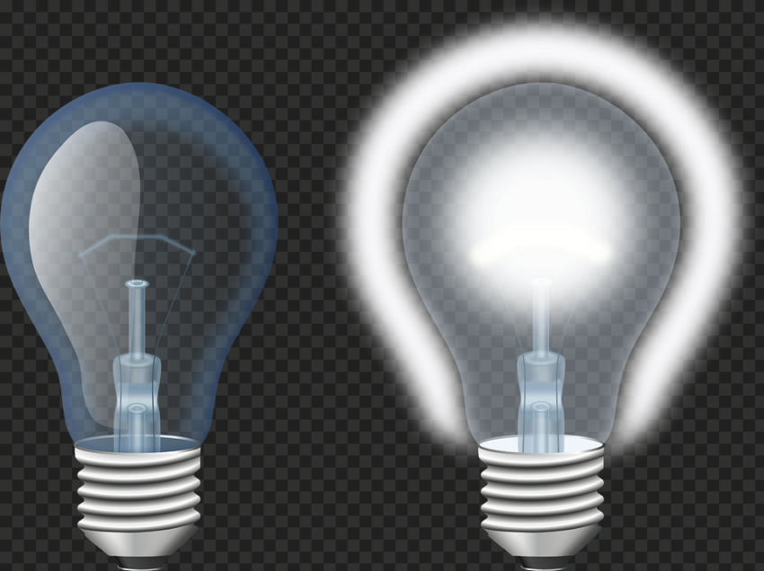 Realistic On & Off Light Bulbs Illustration PNG | Citypng