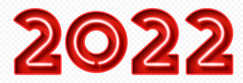 Red 2022 New Year Neon Numbers PNG | Citypng