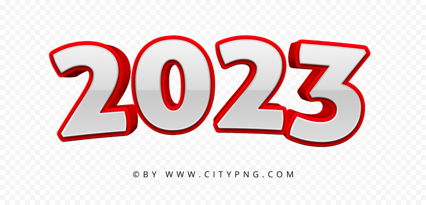 Red 3D 2023 Text Numbers Image PNG | Citypng
