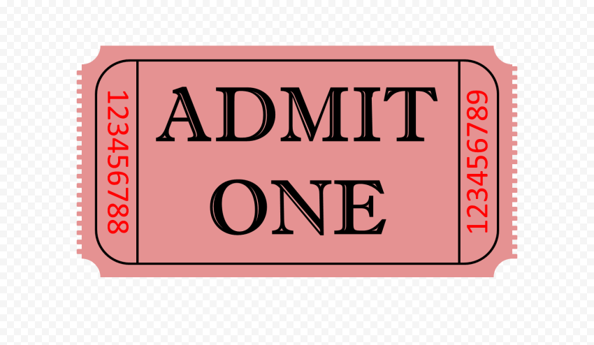 Red Admit One Ticket Icon Logo Clipart PNG | Citypng
