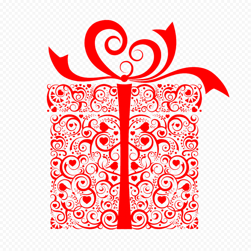 Red Floral Aesthetic Gift Box Shape Silhouette PNG IMG | Citypng