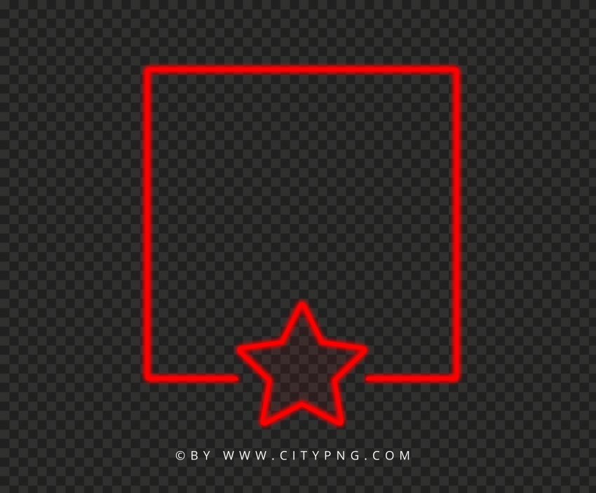 Red Neon Frame With Star Transparent Background | Citypng