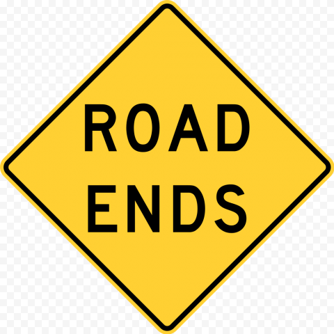 Road Ends Sign Square Yellow Traffic Driving | Citypng