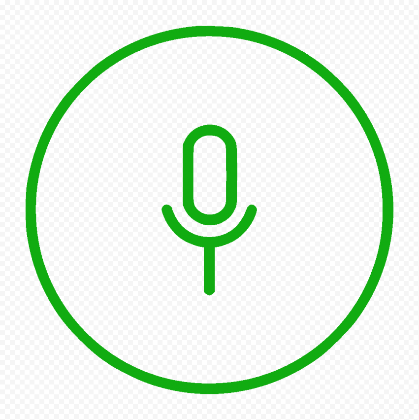 Round Voice Recorder Mic Line Green Icon HD PNG | Citypng