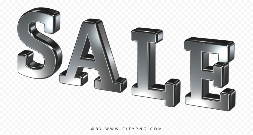 Sale Word 3D Silver Text Logo HD PNG | Citypng