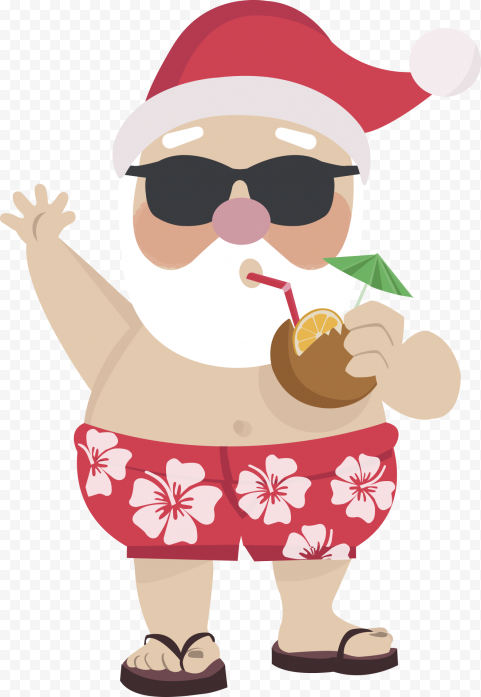 Santa Claus Summer Theme Vector Illustration HD PNG | Citypng