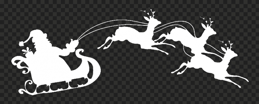 Santa Ride Sleigh Reindeer White Silhouette PNG IMG | Citypng