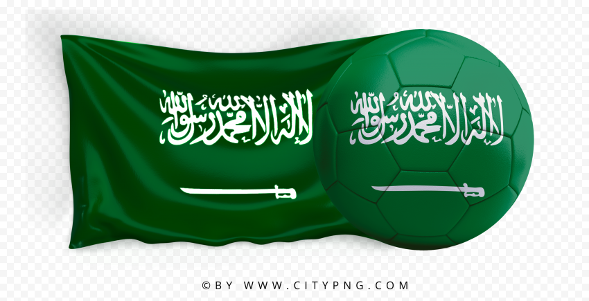 Saudi Arabia Flag With Soccer Football Ball PNG | Citypng