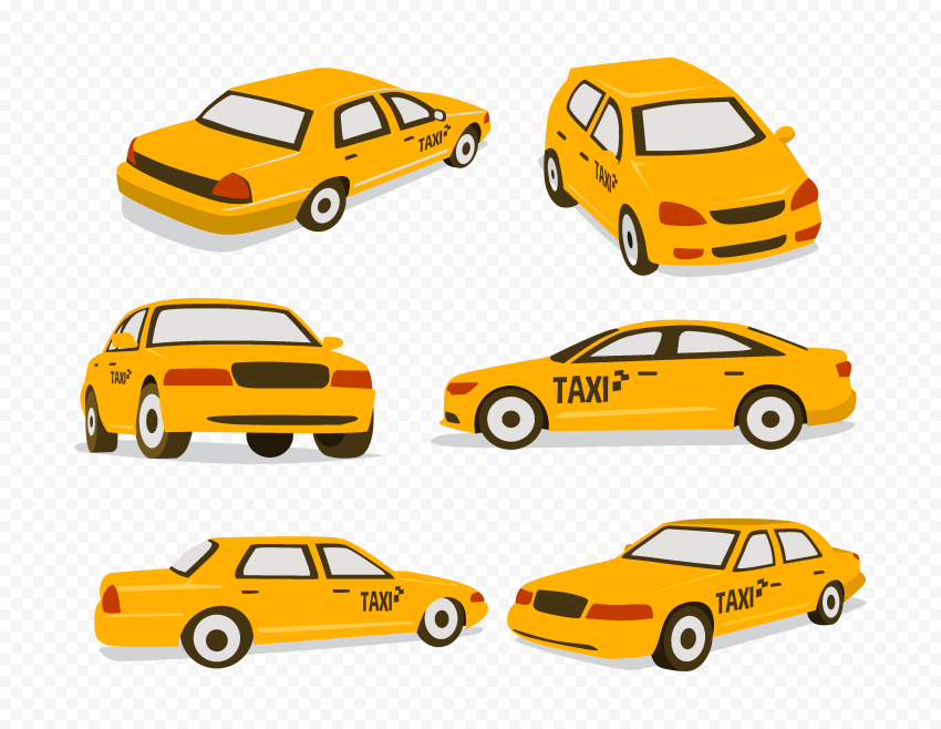 Set Of Taxi Cab Vector Cars PNG | Citypng