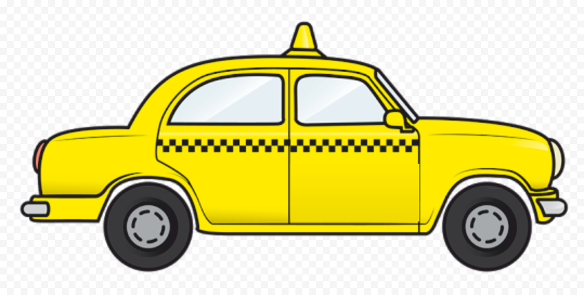 Side View Of Clipart Cartoon Taxi Cab Car HD PNG | Citypng