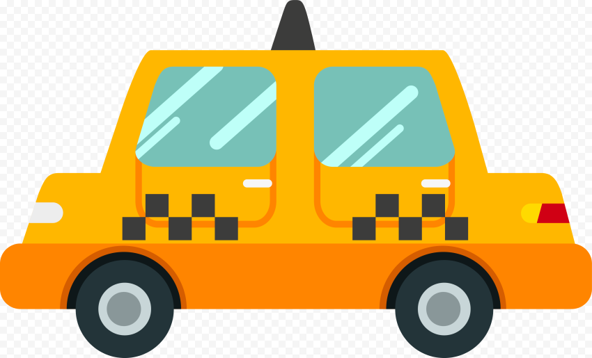 Side View Of Yellow Cartoon Vector Taxi Cab HD PNG | Citypng