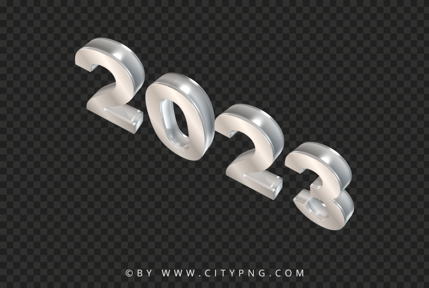 Silver 2023 3D Text Logo Numbers HD PNG | Citypng