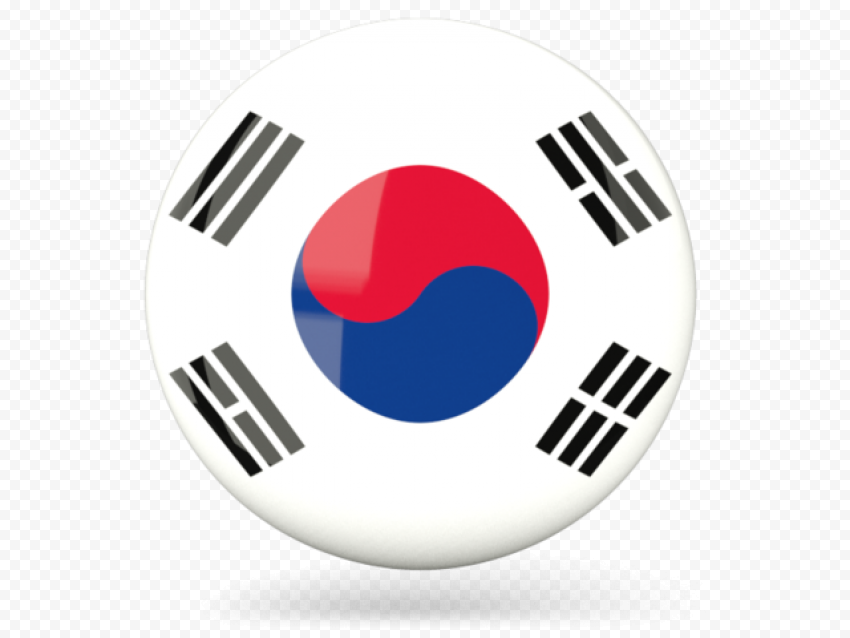 South Korea Glossy Round Flag Icon PNG | Citypng