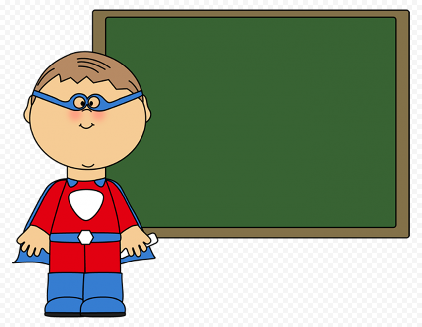 Superhero Cartoon Clipart Character With Chalkboard | Citypng
