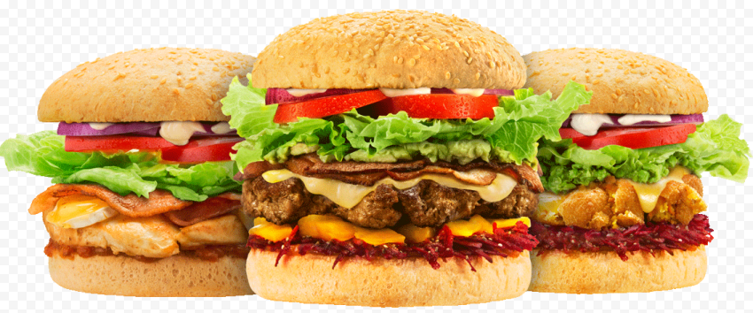 Three Burgers Fast Food Download PNG | Citypng
