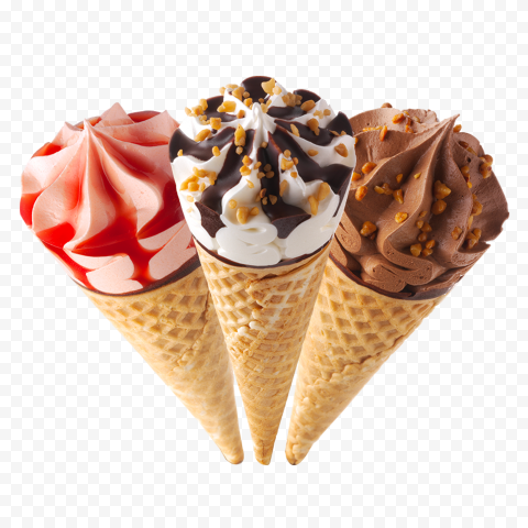 Three Ice Cream Cones Image PNG | Citypng