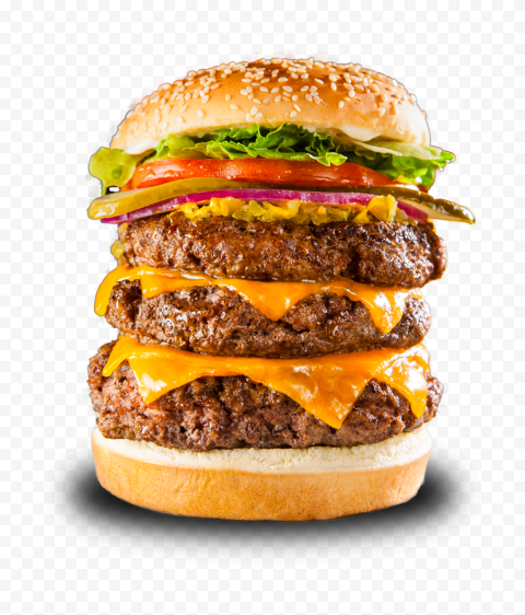 Three Patty Burger Fast Food HD PNG | Citypng