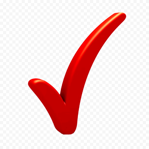 Tick Check Correct True Done Mark 3D Red Icon HD PNG | Citypng