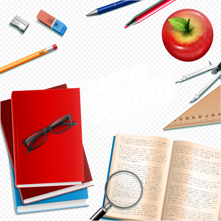 Transparent Back To School Supplies Illustration Top View | Citypng