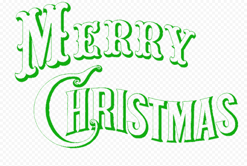 Transparent Green Merry Christmas Text Calligraphy | Citypng