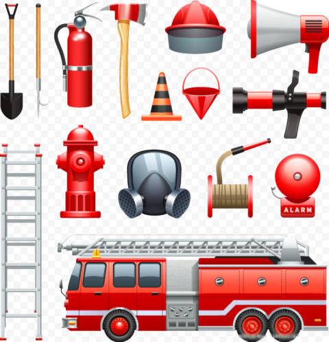 Transparent HD Firefighter Items Icons illustration | Citypng