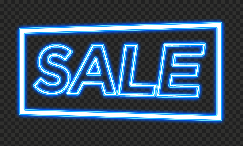 Transparent HD Glowing Blue Sale Word Neon Sign | Citypng