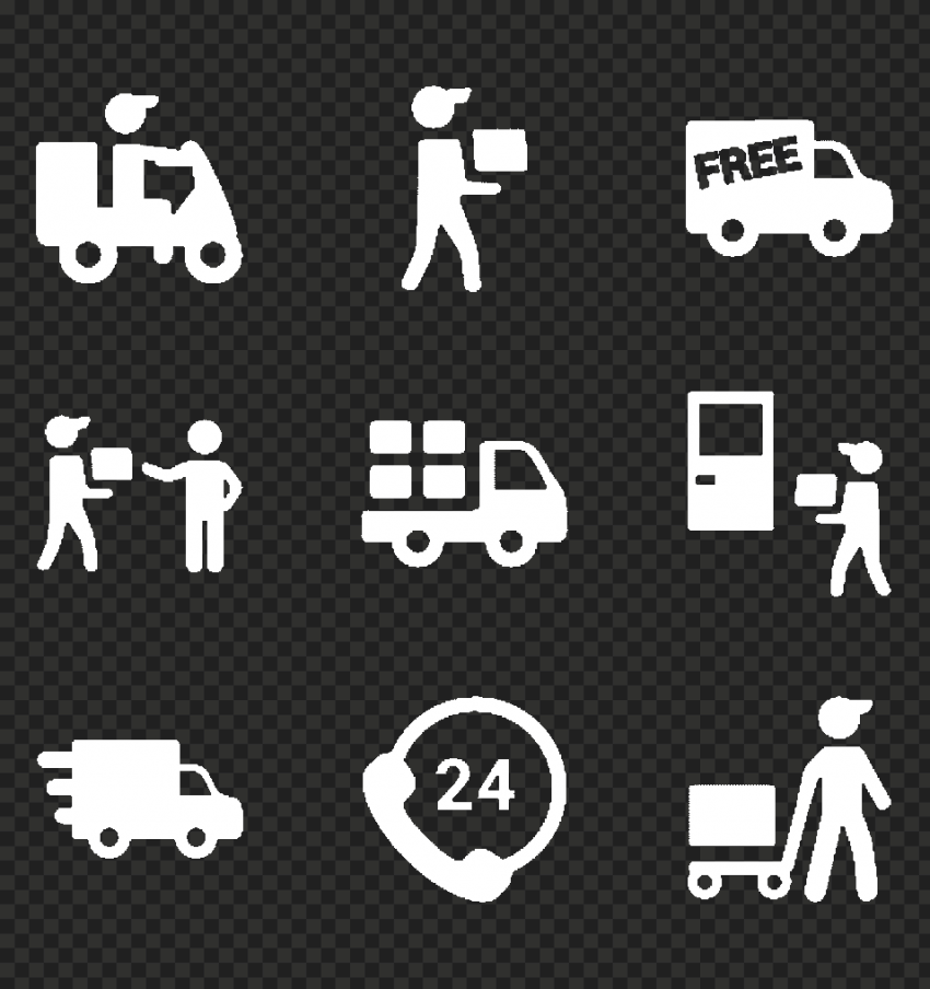 Transparent HD White Delivery Logistics Icons | Citypng